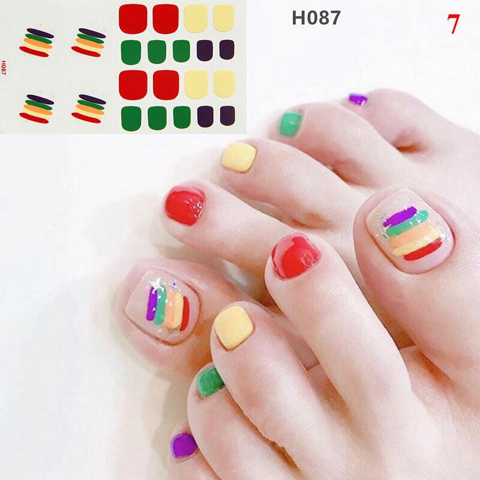 Full Cover Toenail Sticker Flower Print Waterproof Nail Wraps Toe Nail ...