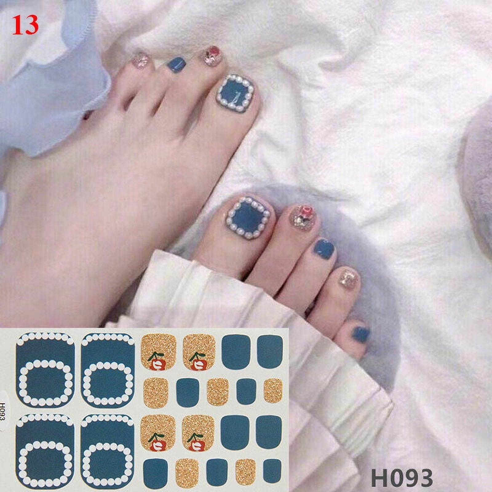 Full Cover Toenail Sticker Flower Print Waterproof Nail Wraps Toe Nail ...