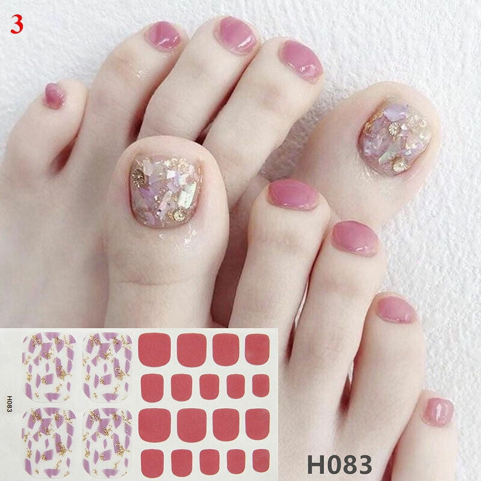 Full Cover Toenail Sticker Flower Print Waterproof Nail Wraps Toe Nail ...