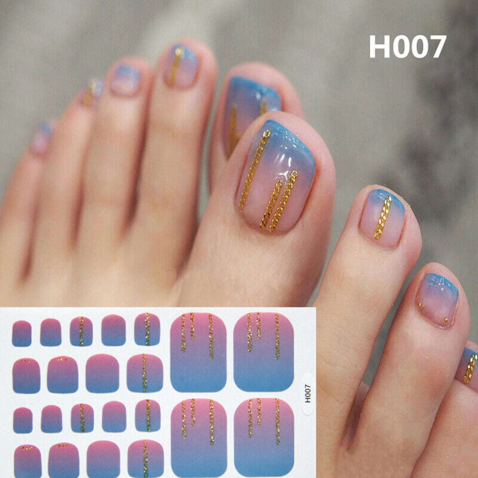 Full Cover Toenail Sticker Flower Print Waterproof Nail Wraps Toe Nail ...