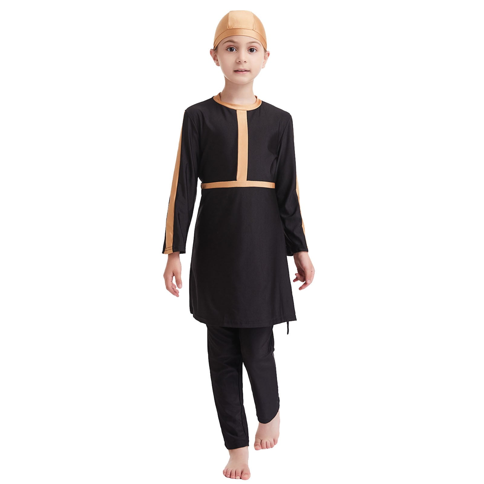 Full Coverage Girls Swimwear Long Sleeve Swim Shirt Swim Pants Sets ...