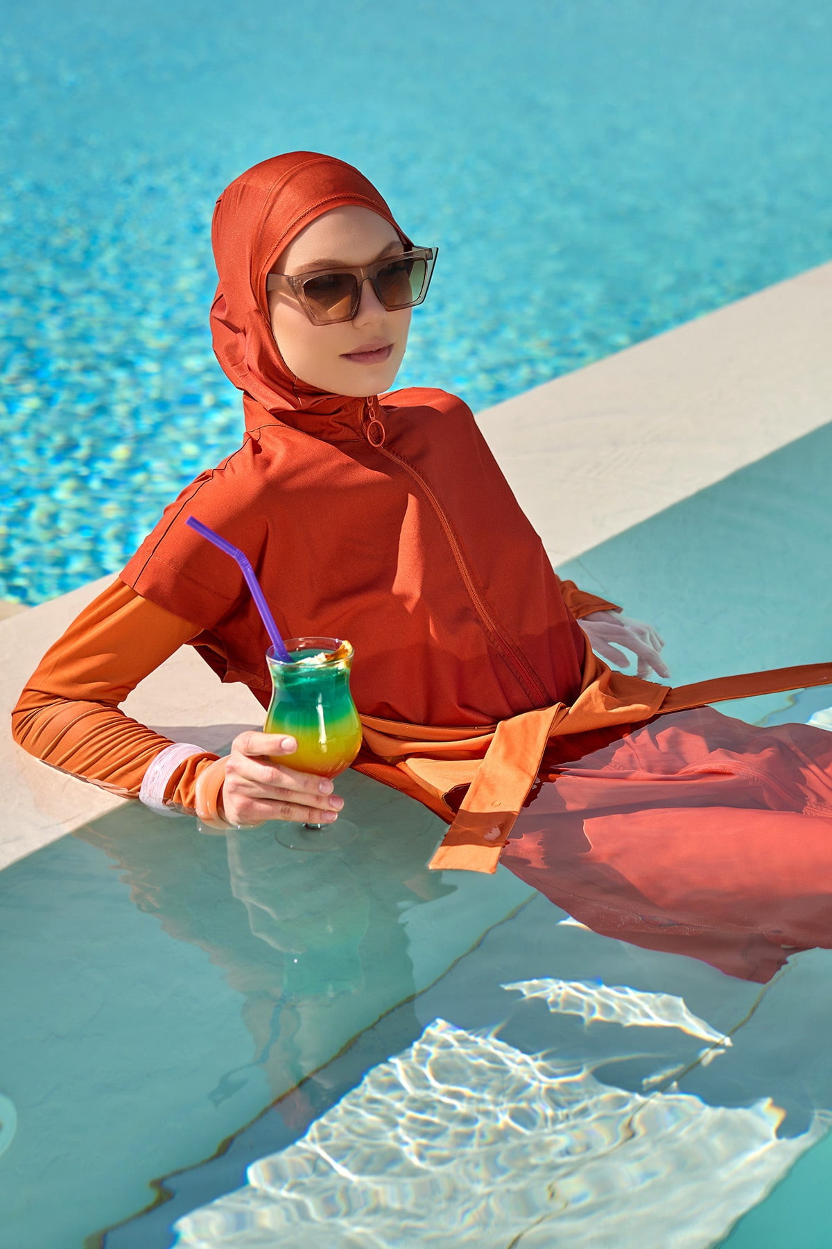 Full Coverage Islamic Swimsuit With Waist Tie | M2523-2 - Walmart.com