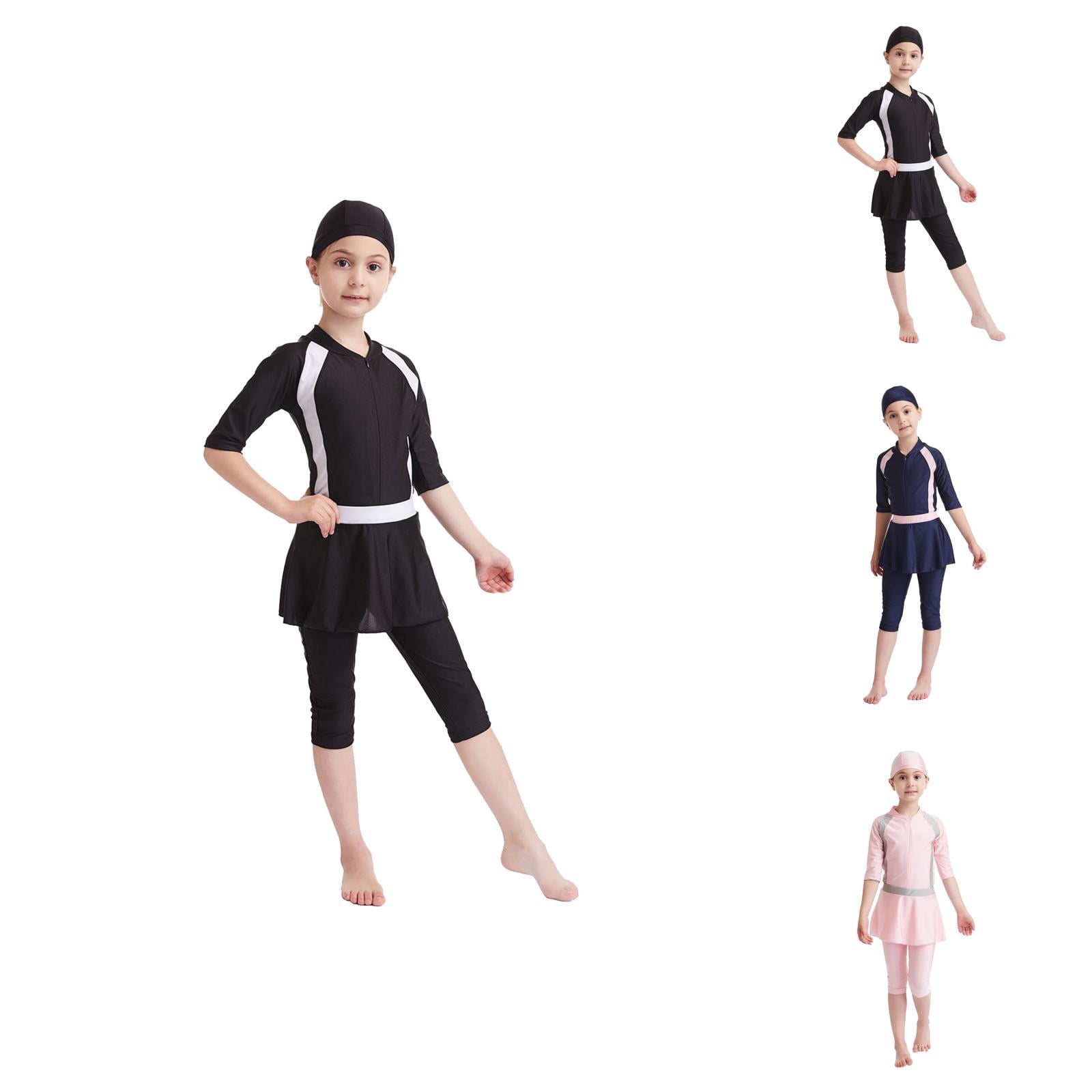 Full Coverage Long Sleeve Swim Dress with Skirt for Girls, UPF 50 ...