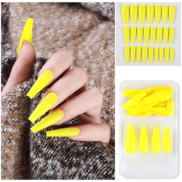 Full Coverage Nails for Ladies and Girls - 24 Long Nail Set with Glue ...