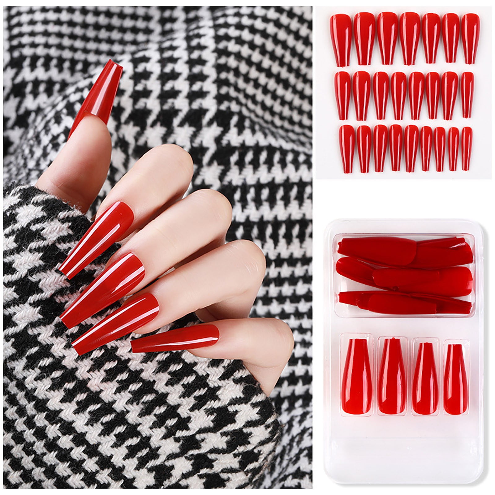 Full Coverage Nails for Ladies and Girls - 24 Long Set with for ...