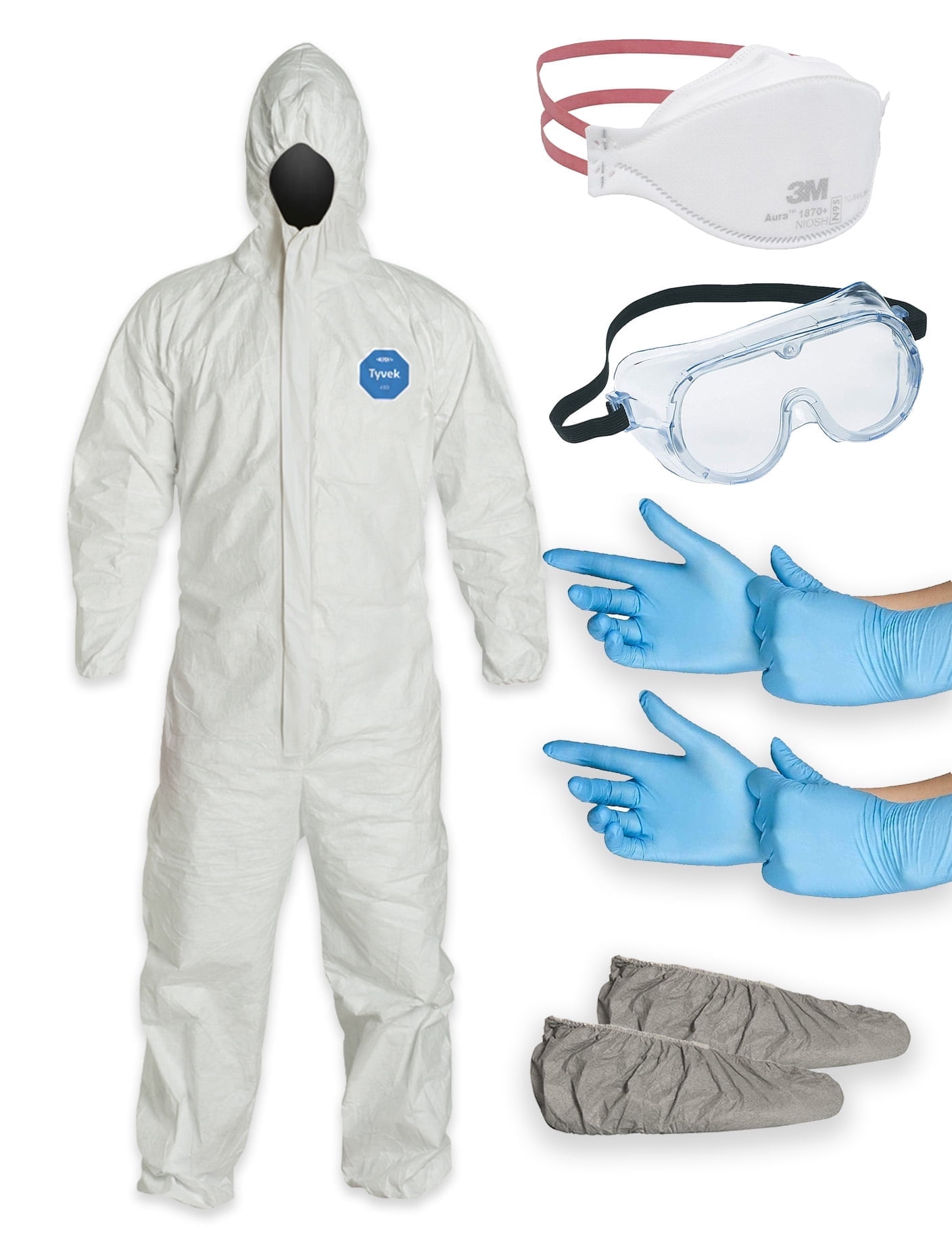 Full Coverage Personal Protection Kit - Tyvek Coverall with Hood, 3M ...