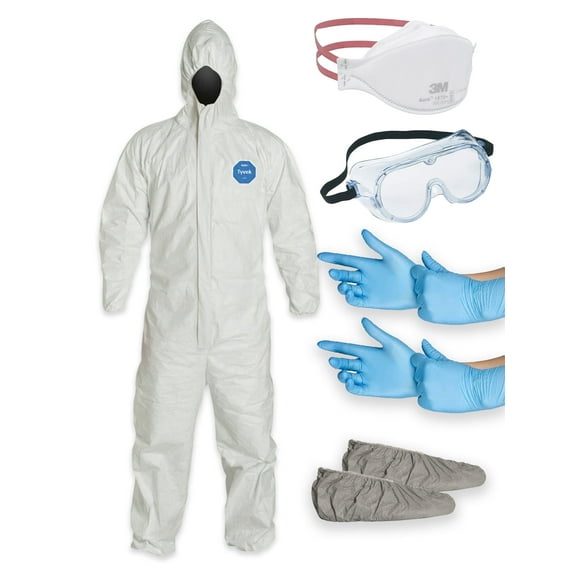 Full Coverage Personal Protection Kit - Tyvek Coverall with Hood, 3M ...
