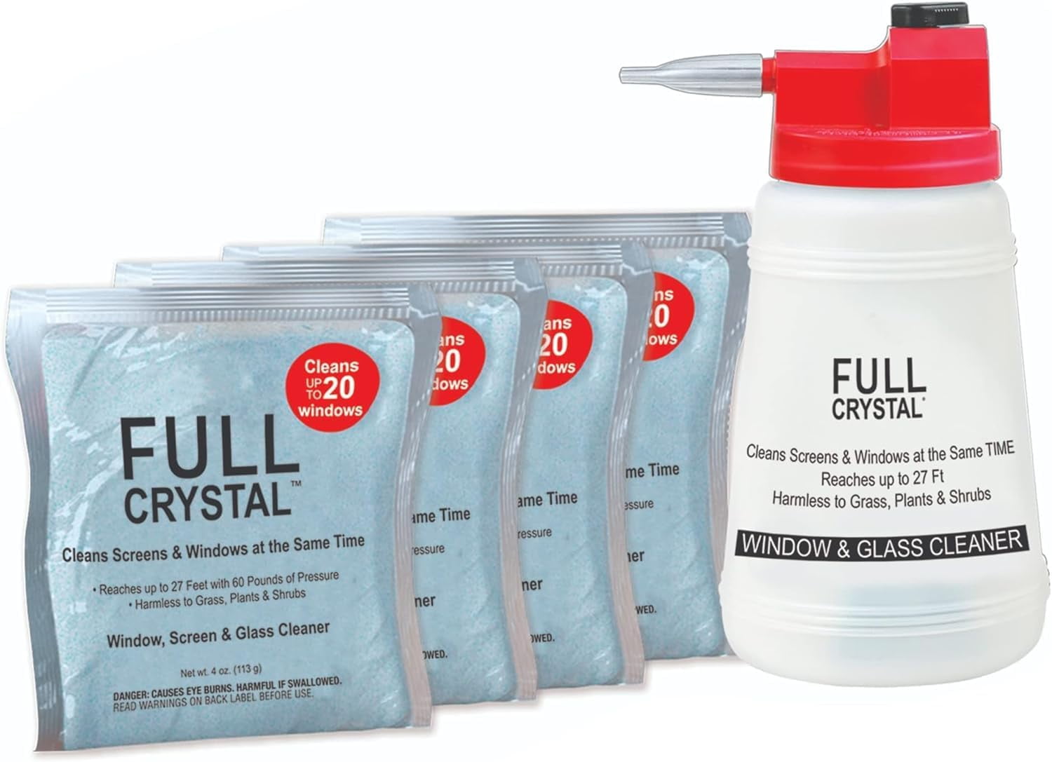 Full Crystal Window Cleaning Kit - 1 LB Glass Cleaner and Bottle ...