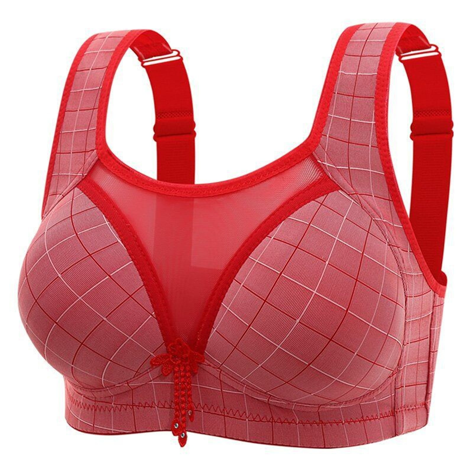 Full Cup Mesh Wrap Bras for Women Wireless Support Plaid Lingerie Soft ...