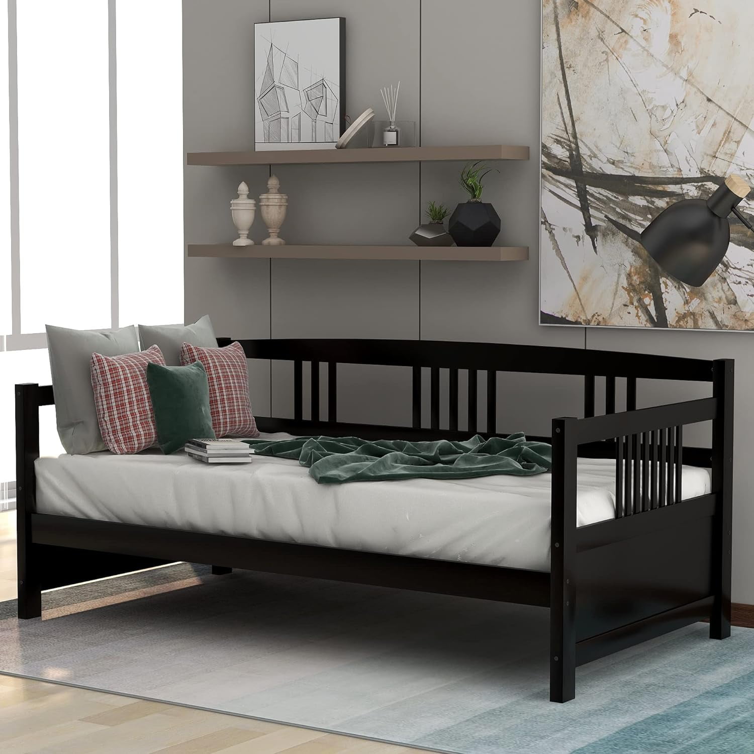 Full Daybed, Wood Daybed Frame with Wooden Slats Support, Sofa Bed with ...