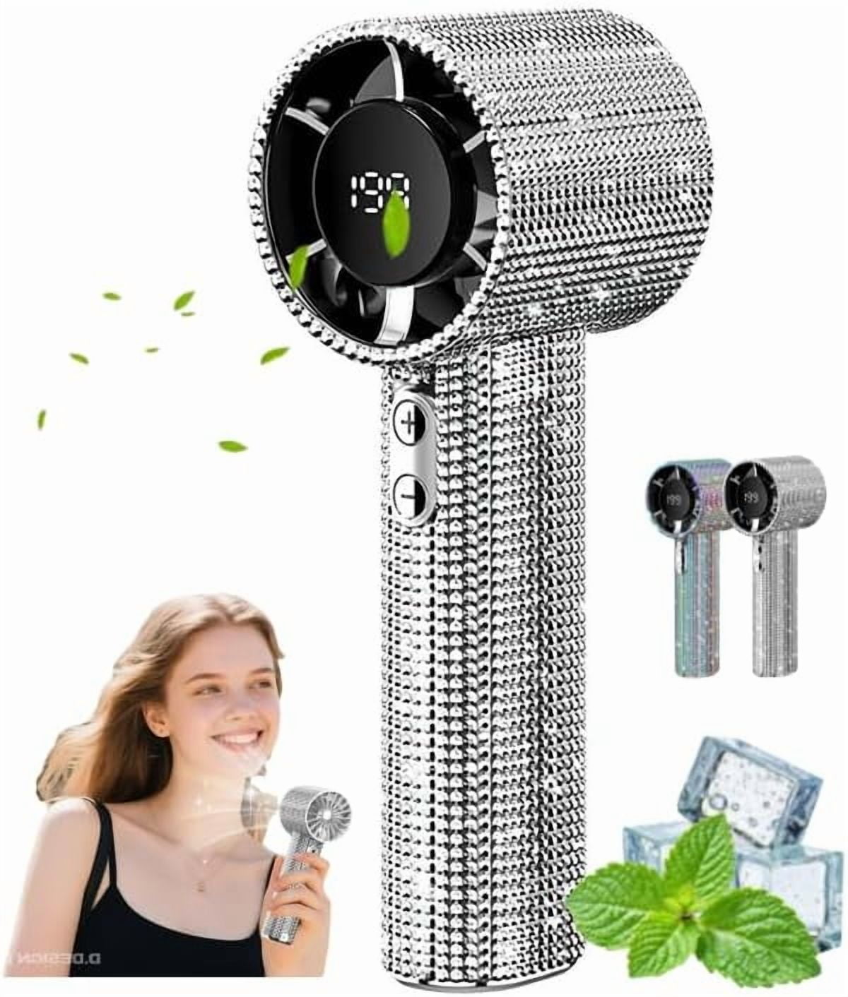 Full Diamond Portable Handheld Turbo Fan, Rhinestone Handheld Fan ...