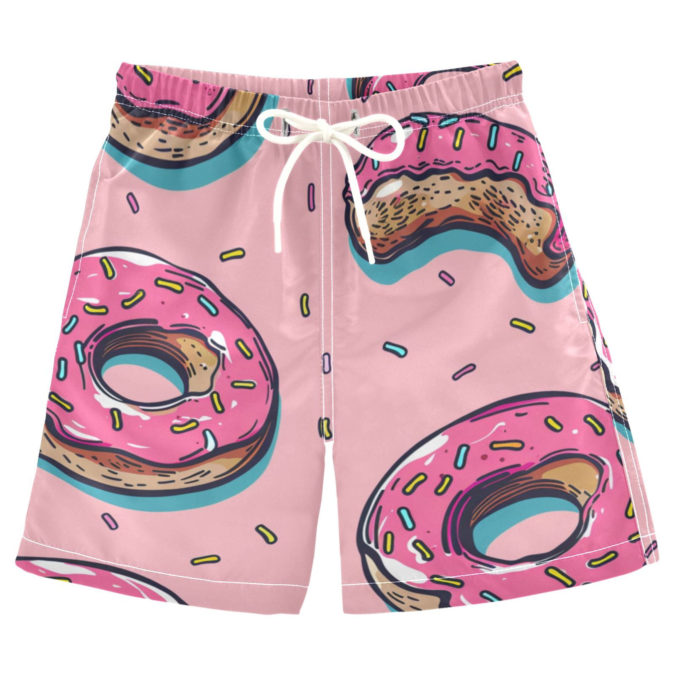 Full Donuts and A Half-bitten Donut Boys' Beach Pants Board Shorts Swim ...