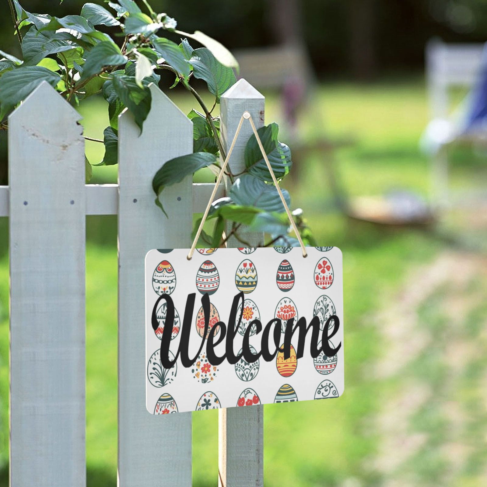 Full Easter Eggs Welcome Sign for Front Door Porch Wreath Door Sign ...