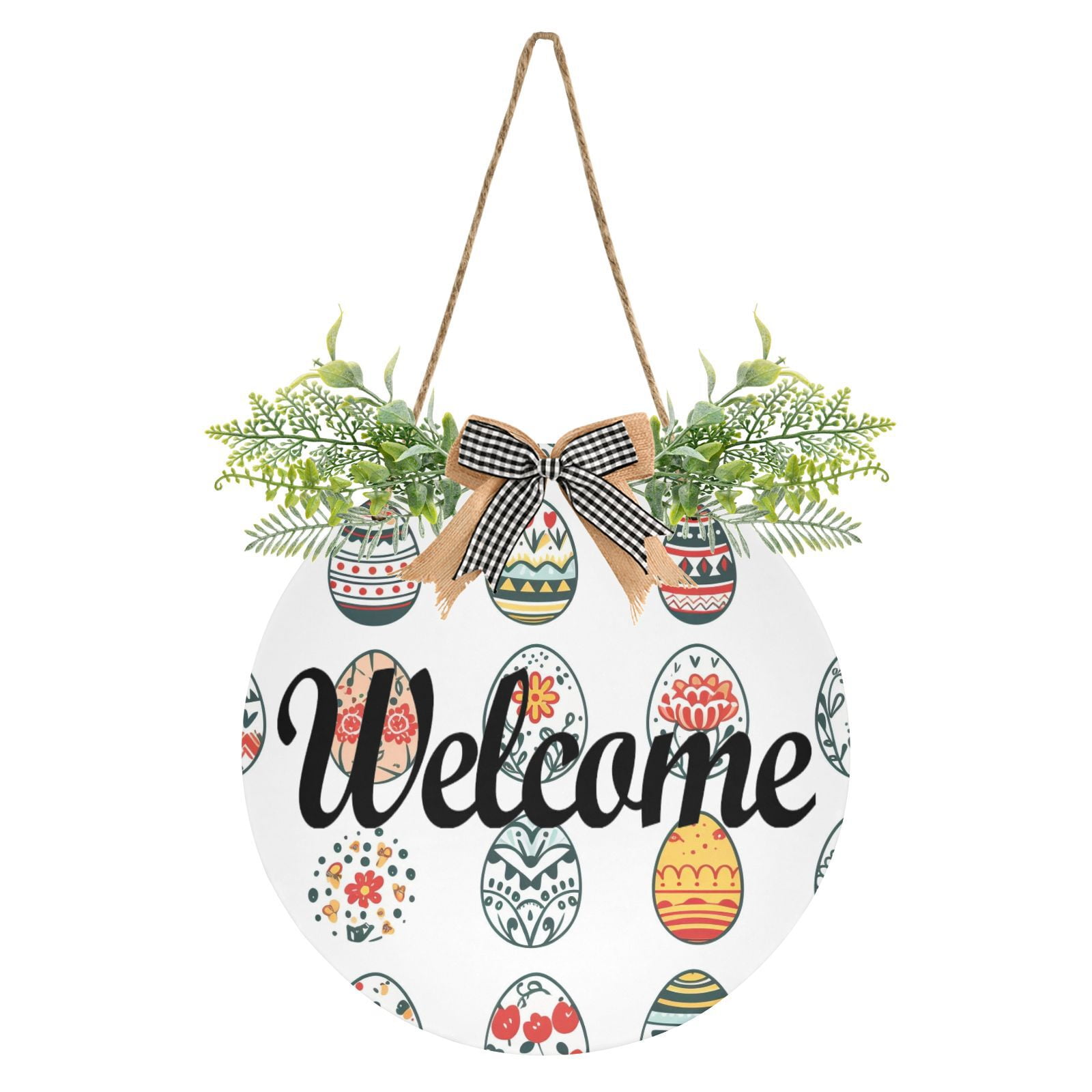 Full Easter Eggs Welcome Sign for Front Door Wreath Door Sign for ...