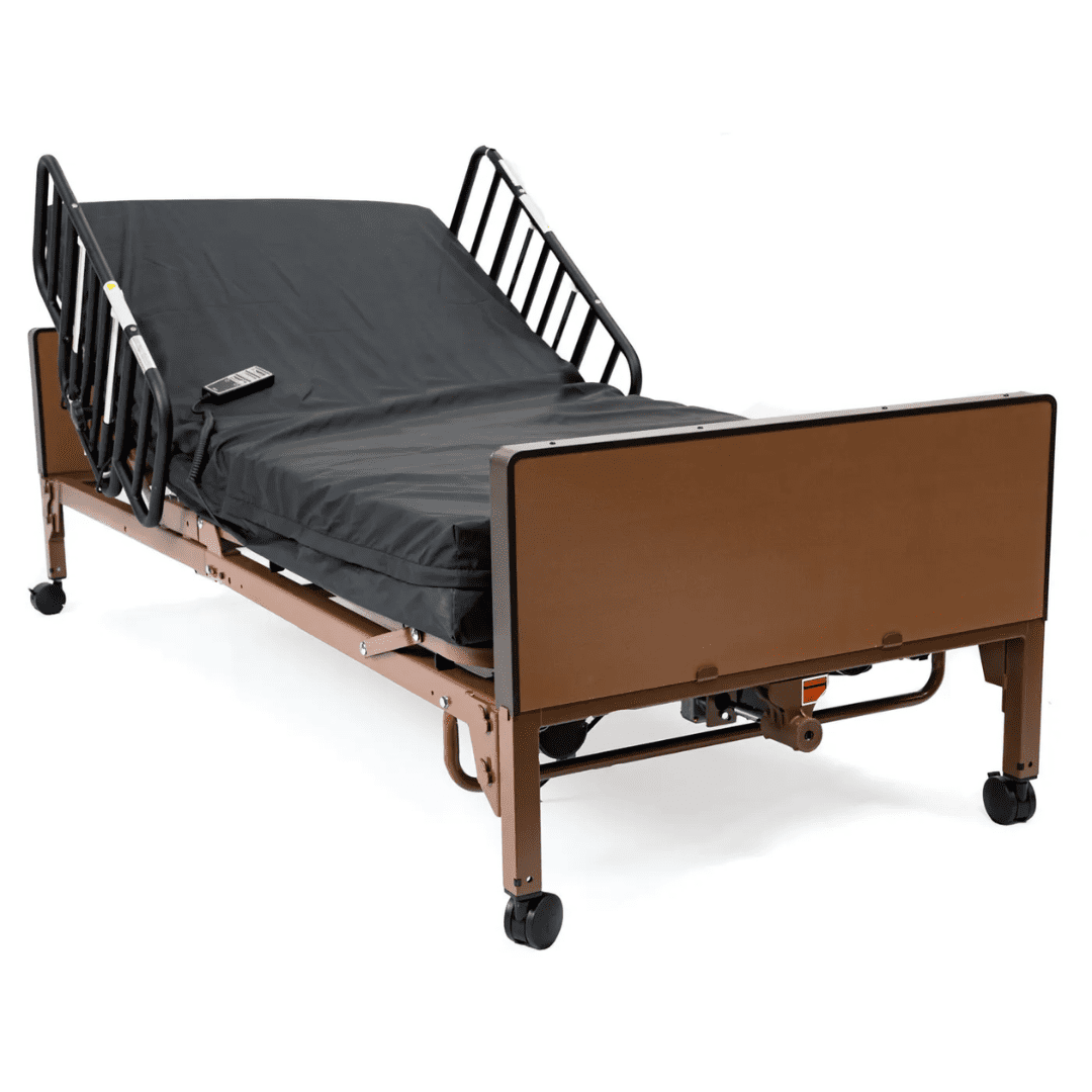 Med Mart Full Electric Hospital Bed Set, Foam Mattress, Half Rails ...