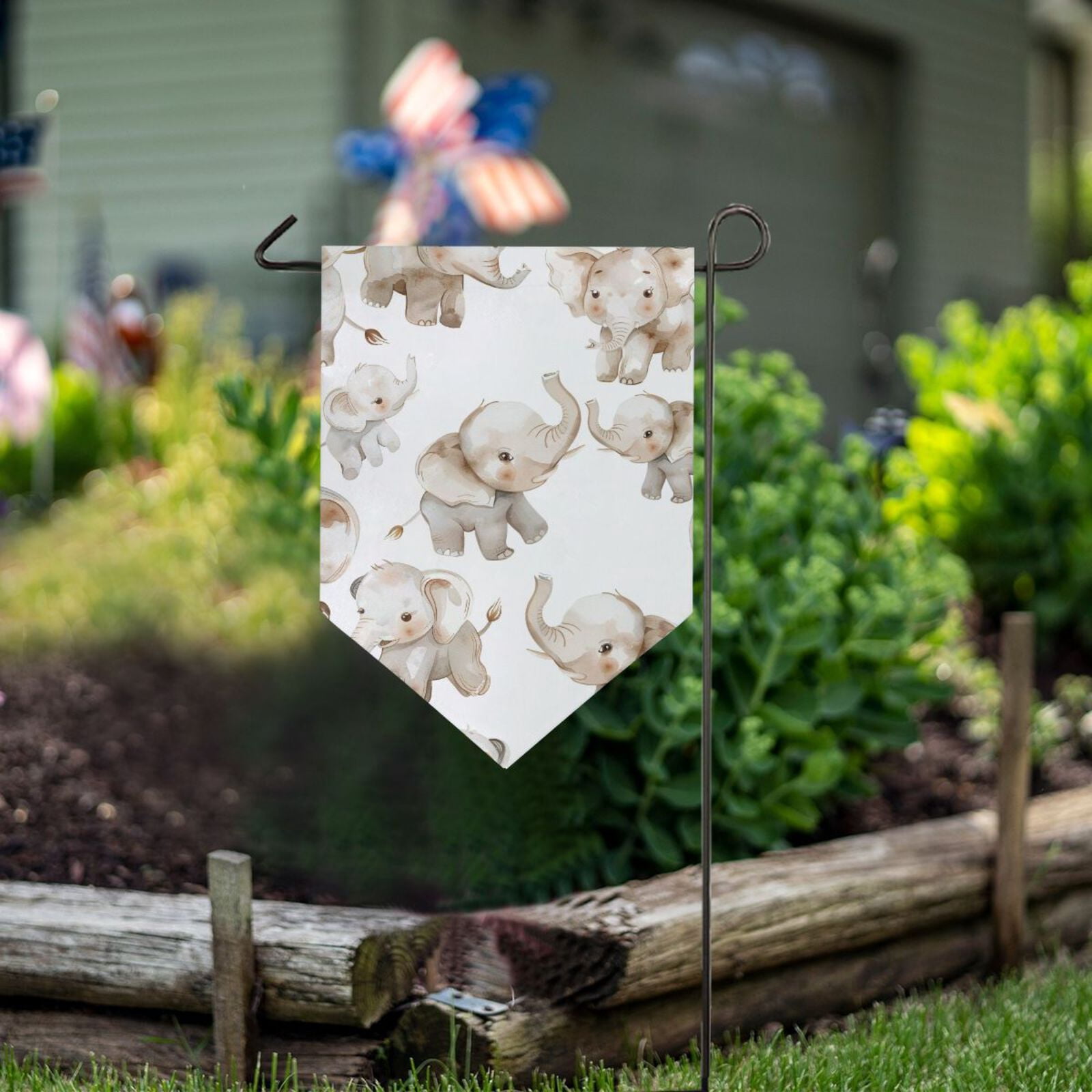 Full Elephants Garden Flag 18" x 12.5" Double Sided Yard Lawn Outdoor ...