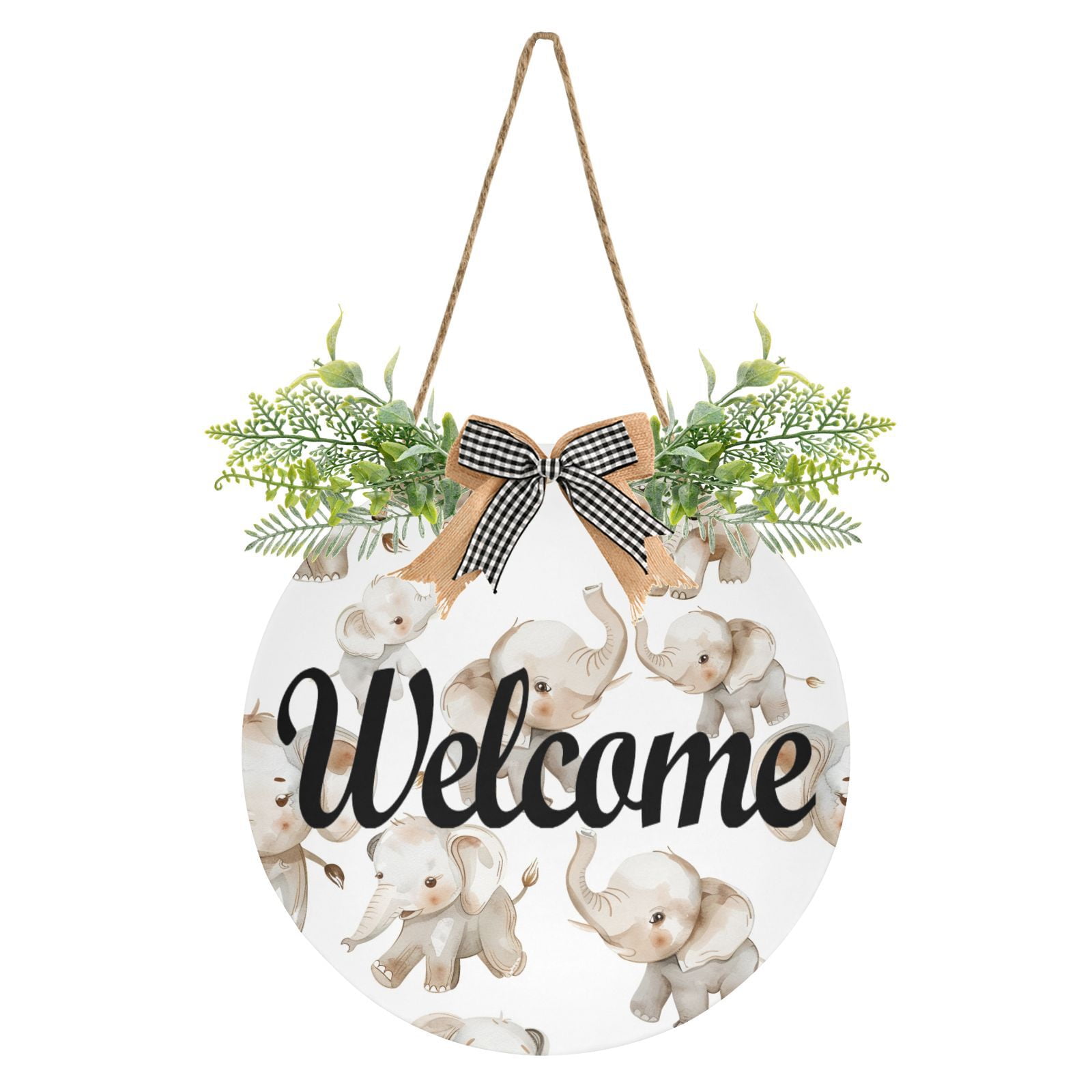 Full Elephants Welcome Sign for Front Door Wreath Door Sign for ...
