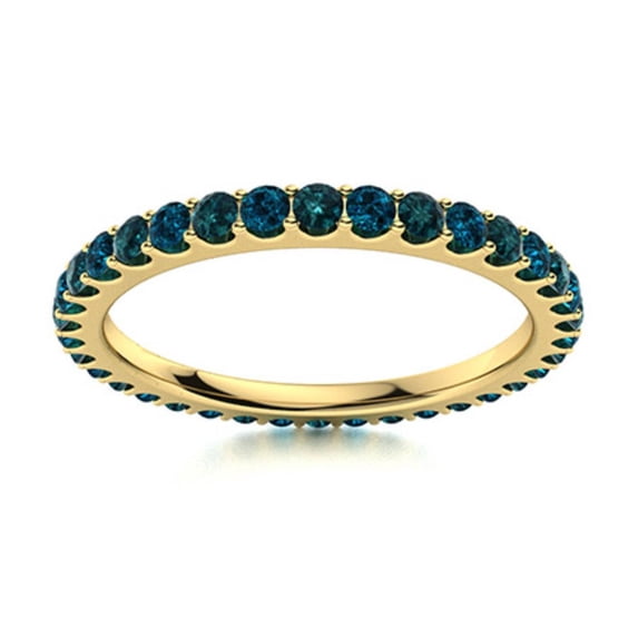 Full Eternity 2MM Round London Blue Topaz 925 Sterling Silver Gold ...
