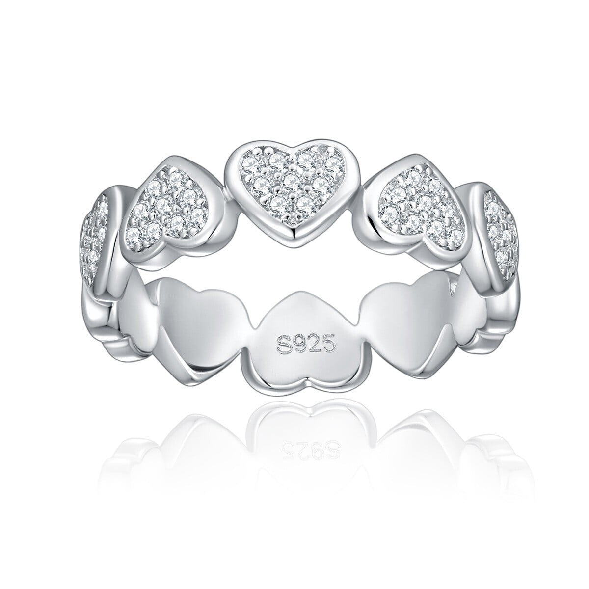 Full Eternity Heart Shape Wedding Ring, 2.2 Ct Simulated Round ...