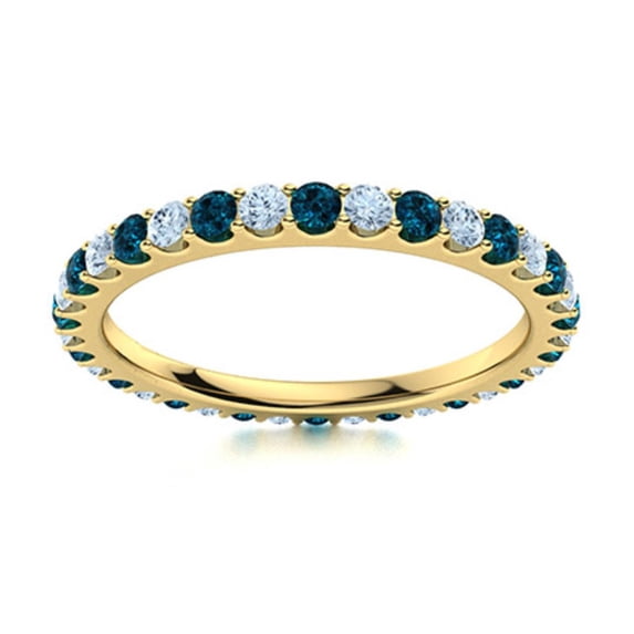 Full Eternity Ring Aquamarine & London Blue Topaz 925 Silver Gold ...