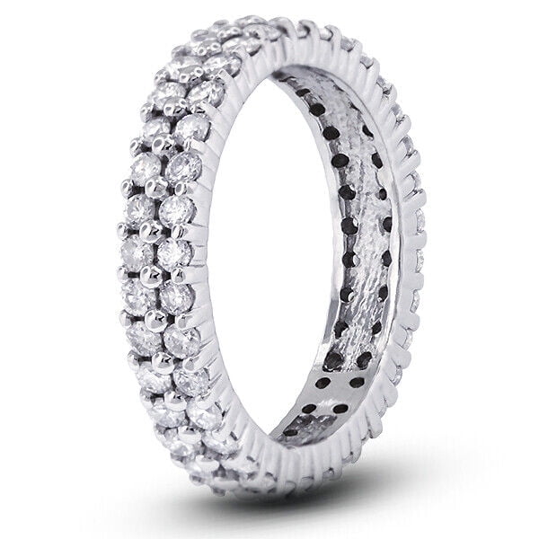 Full Eternity Ring Double Row Wedding Anniversary Ring 14K White Gold ...