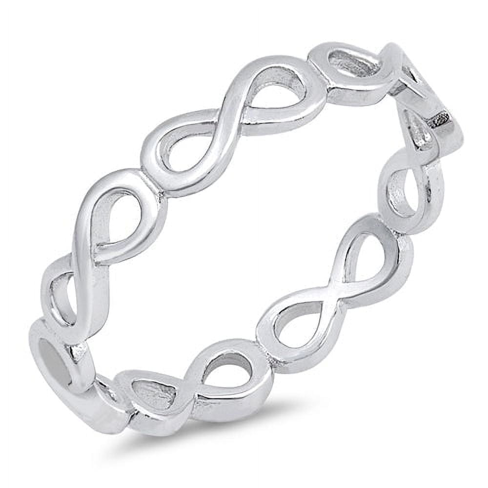 Full Eternity Simple Plain Infinity Band Ring 925 Sterling Silver Size ...