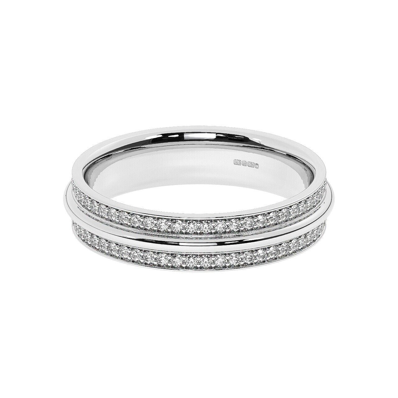 Full Eternity Two Row Anniversary Ring, Pave Set Women's Engagement ...
