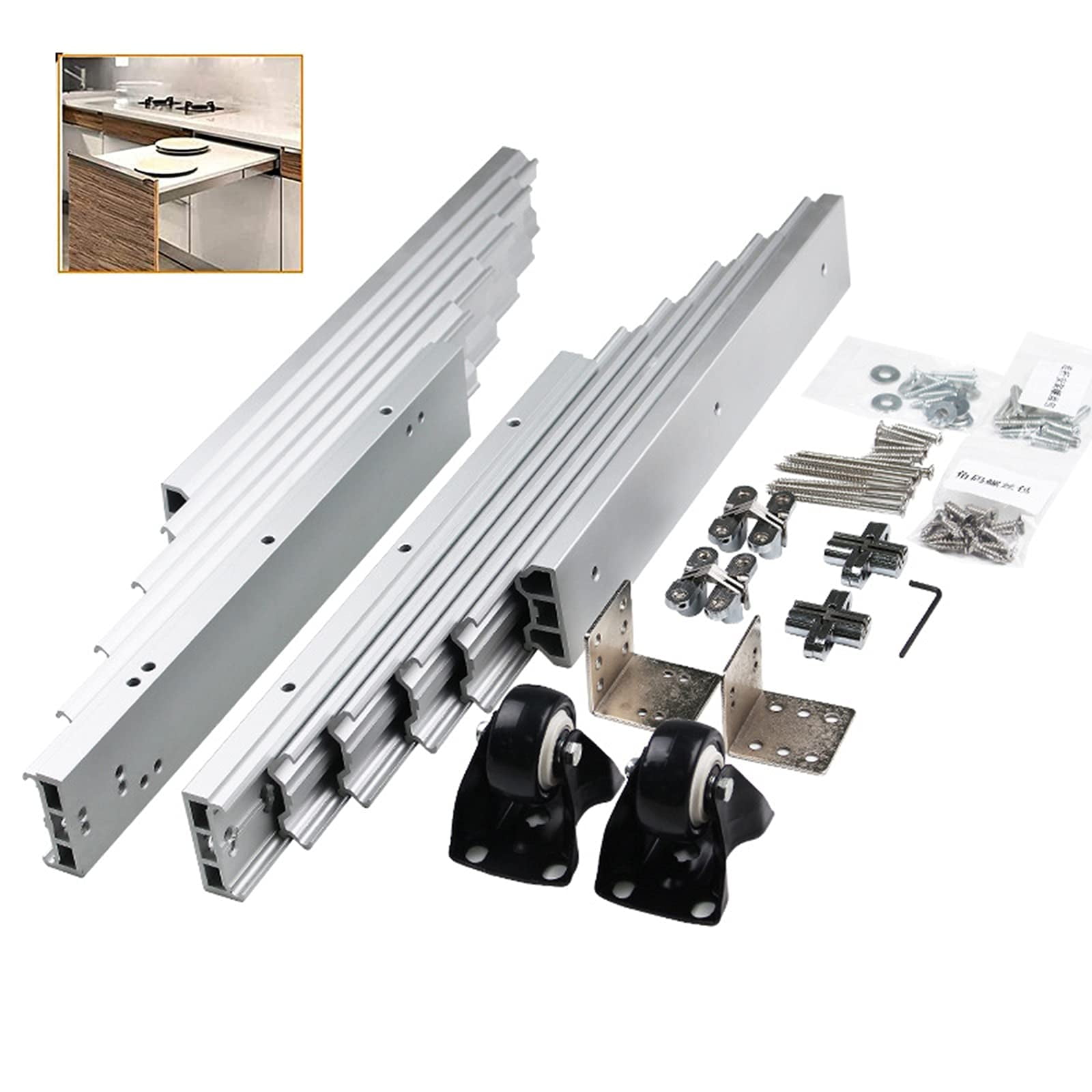 Full Extension Table Slide, Aluminum Telescopic Cabinet Table Guide ...