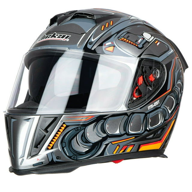 Full-Face Adult Street Motorcycle Helmet, Formwork Double Visor Helmet ...