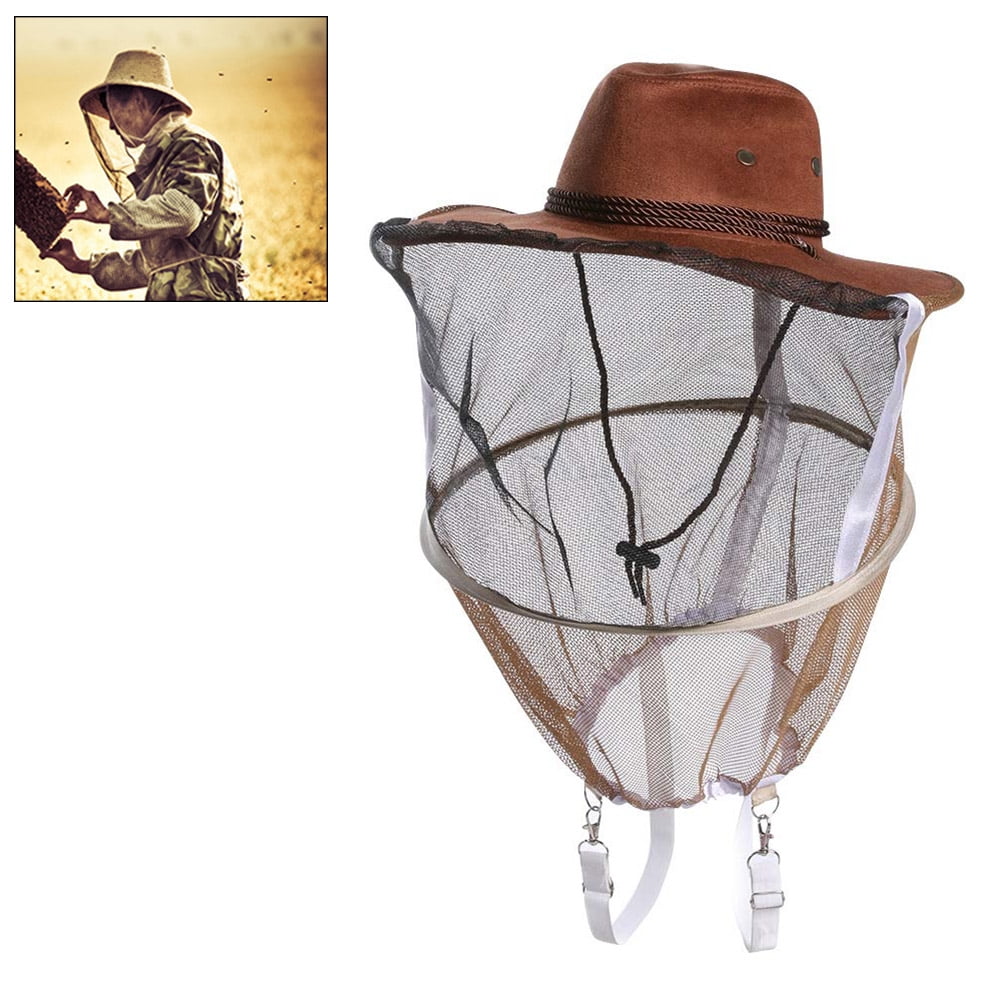 Full Face Beekeeping Veil Cowboy Bee Hat Bee Net Veil Neck Cover Mask ...