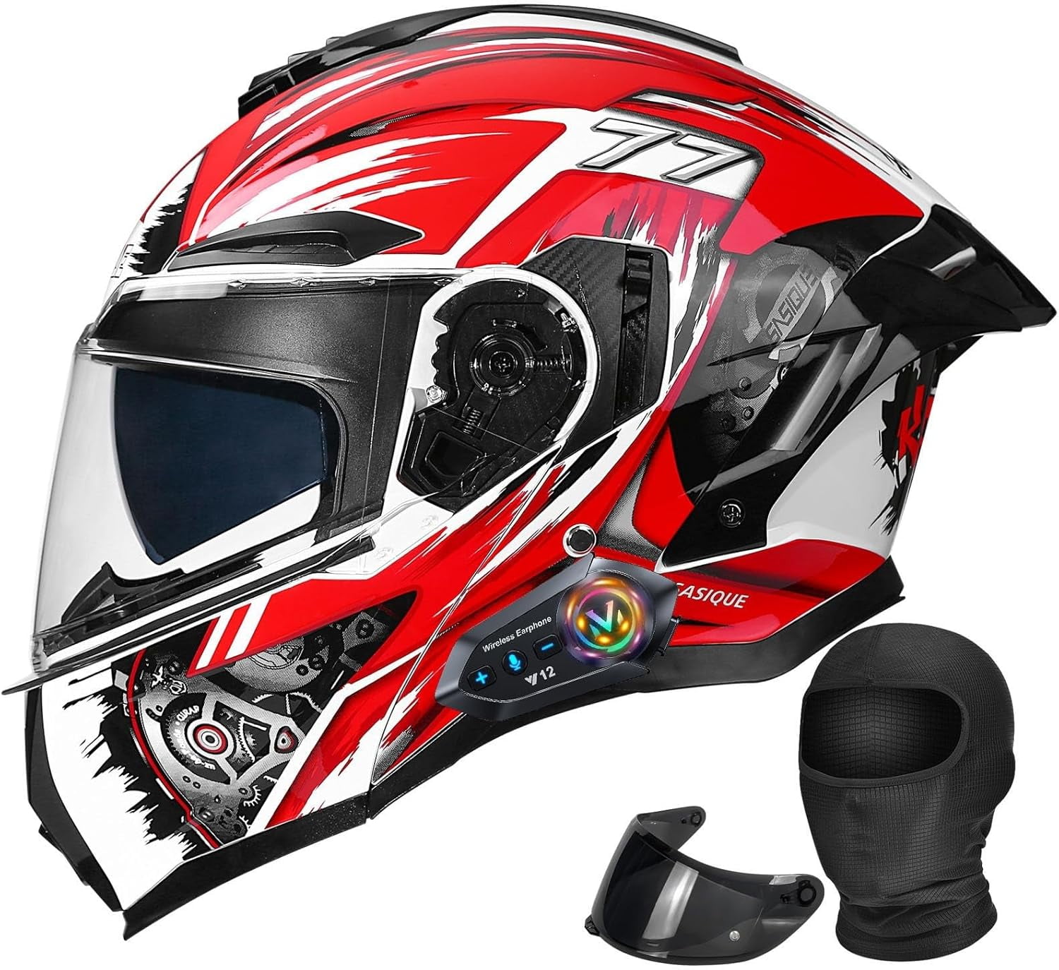 Full Face Bluetooth Motorcycle Helmet ECE 22.06 Certified, Modular ...