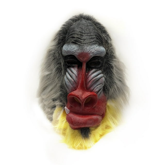 Full Face Furry Mandrill Baboon Head Ape Mask Movie Props Scary Adult ...
