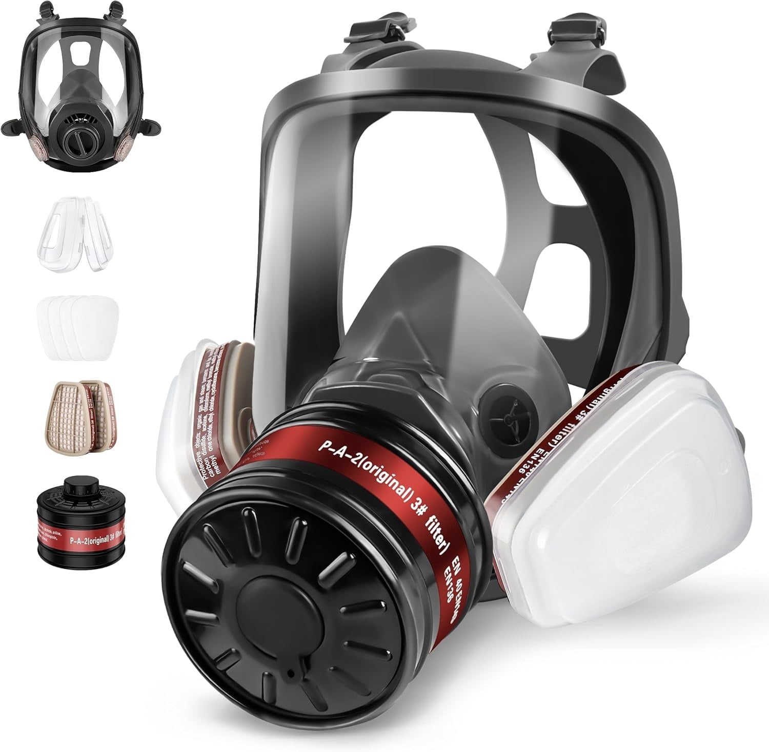 Full Face Gas Mask, Reusable Respirator Mask Survival Nuclear and ...