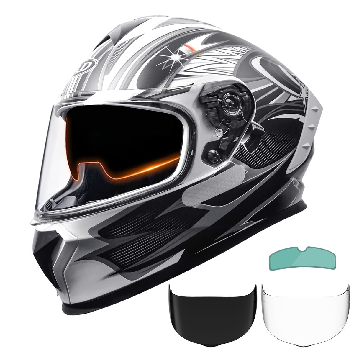Full Face Helmet - Street Bike Helmet with Dual Visor DOT Approved ...