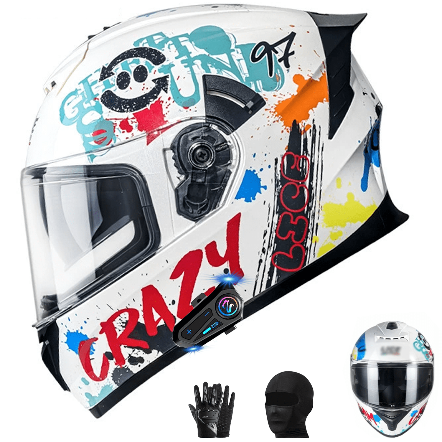 Full Face Motorcycle Helmets DOT Approved Helmets for Adults Motorcycle ...