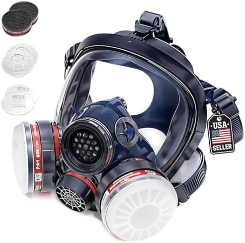 Full Face Organic Vapor Respirator - Protective Eye & Nose Shield with ...