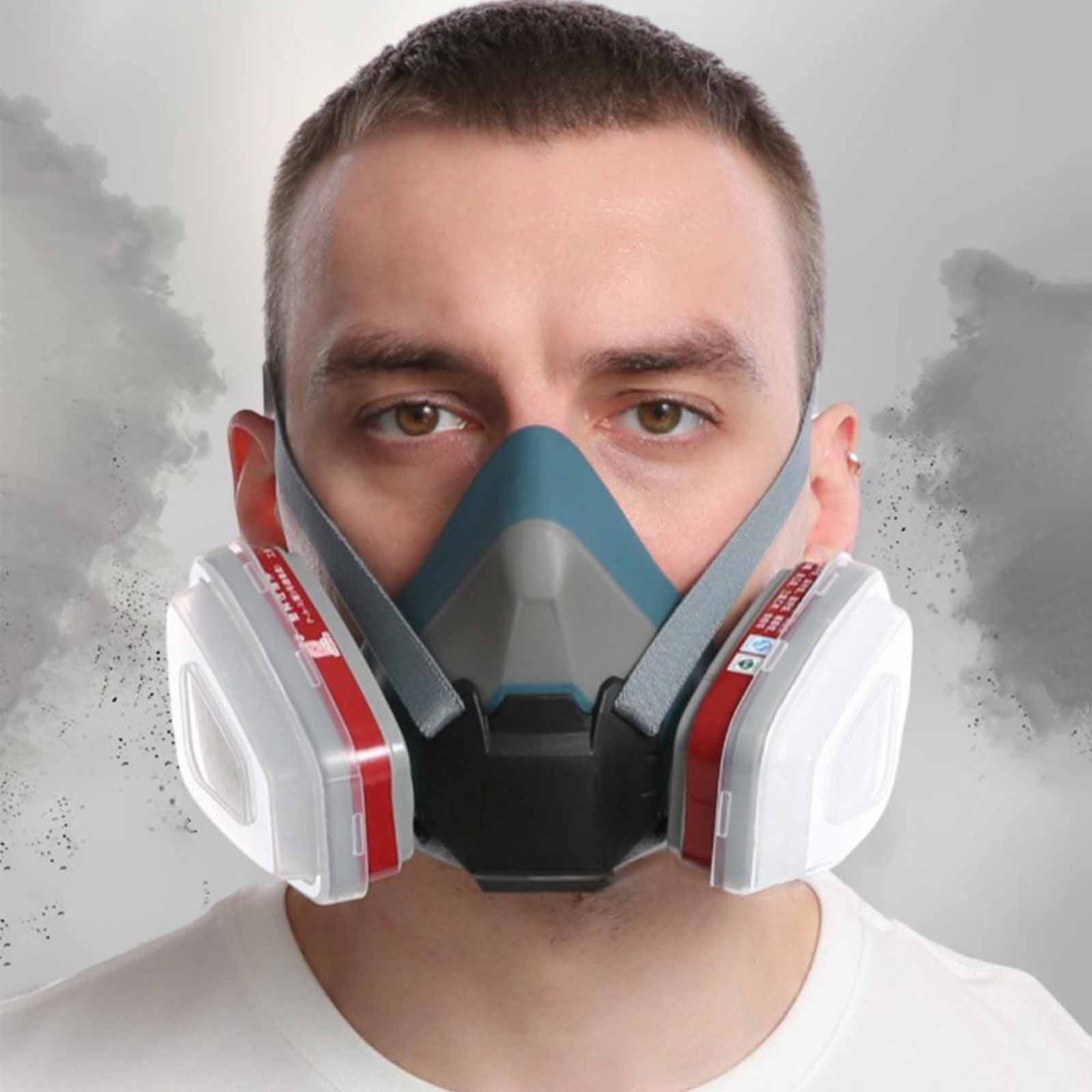 Full Face Respirator Mask with Repable Cartridges, Anti-Fog Panoramic ...