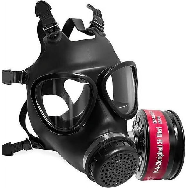 Full Face Respirator Mask with 40mm Filters for Asbestos, Chemical, Gas ...