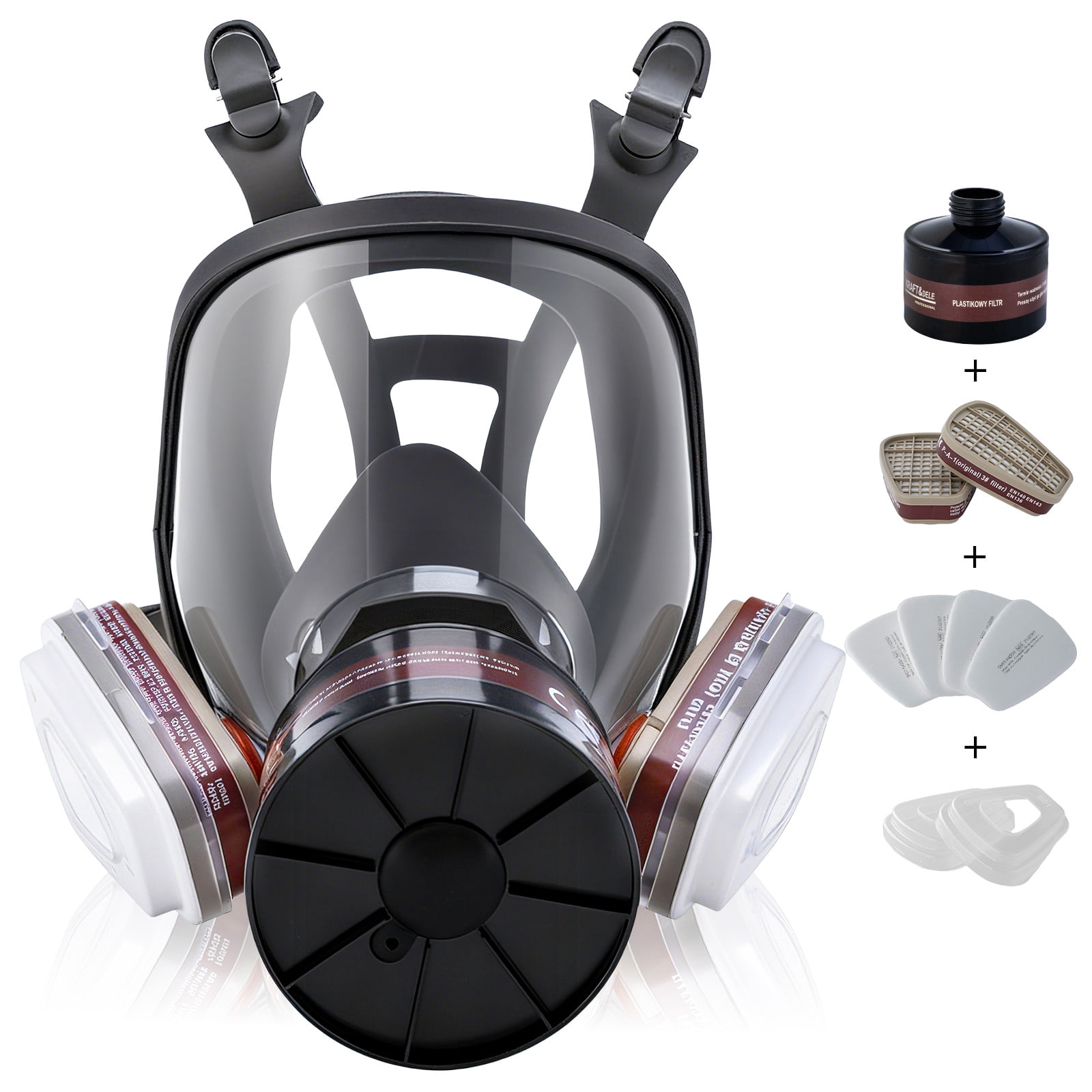 Full Face Reusable Gas Mask - Survival Respirator with 40mm Activated ...