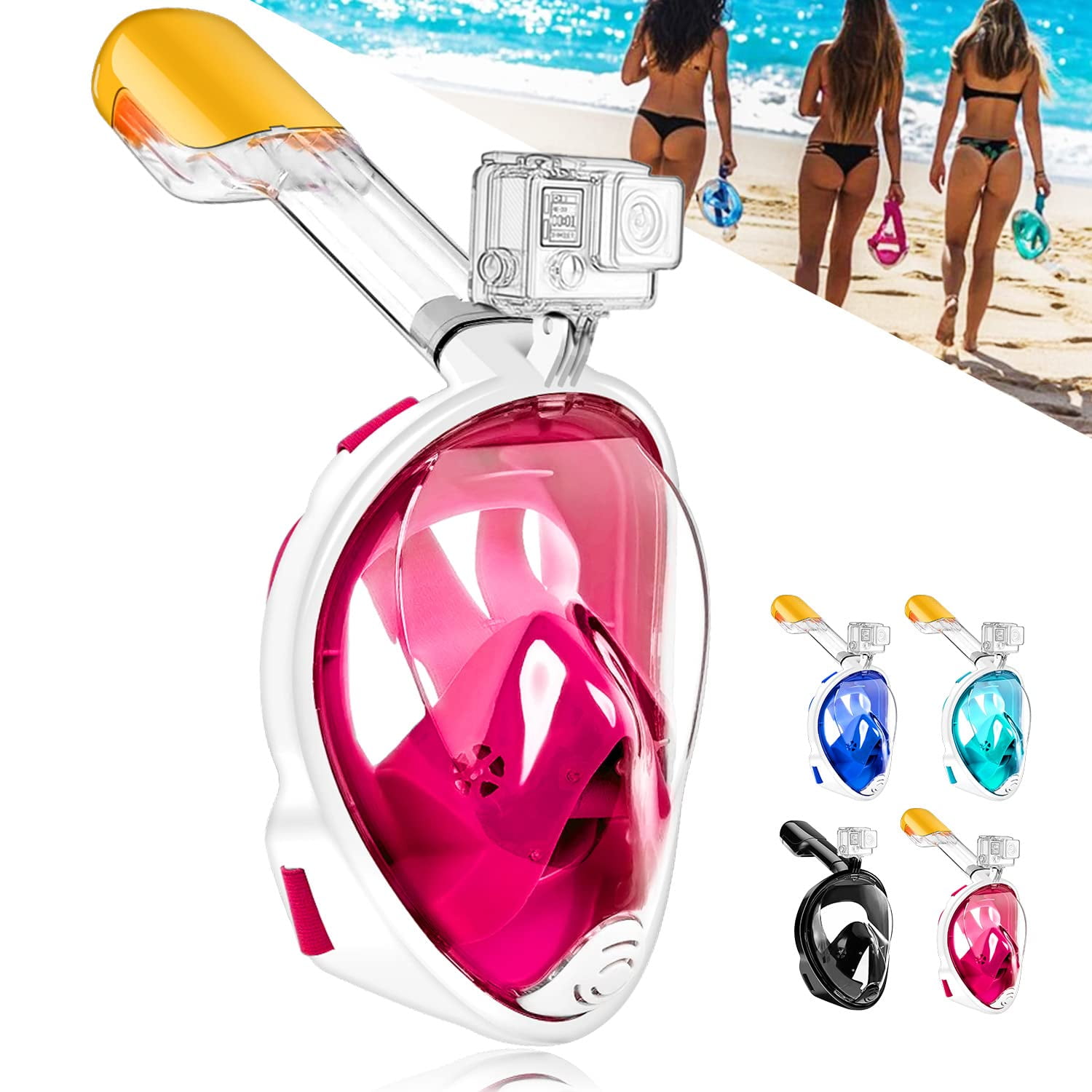 Full Face Snorkel Mask Adult With Detachable Camera Mount Snorkel Mask