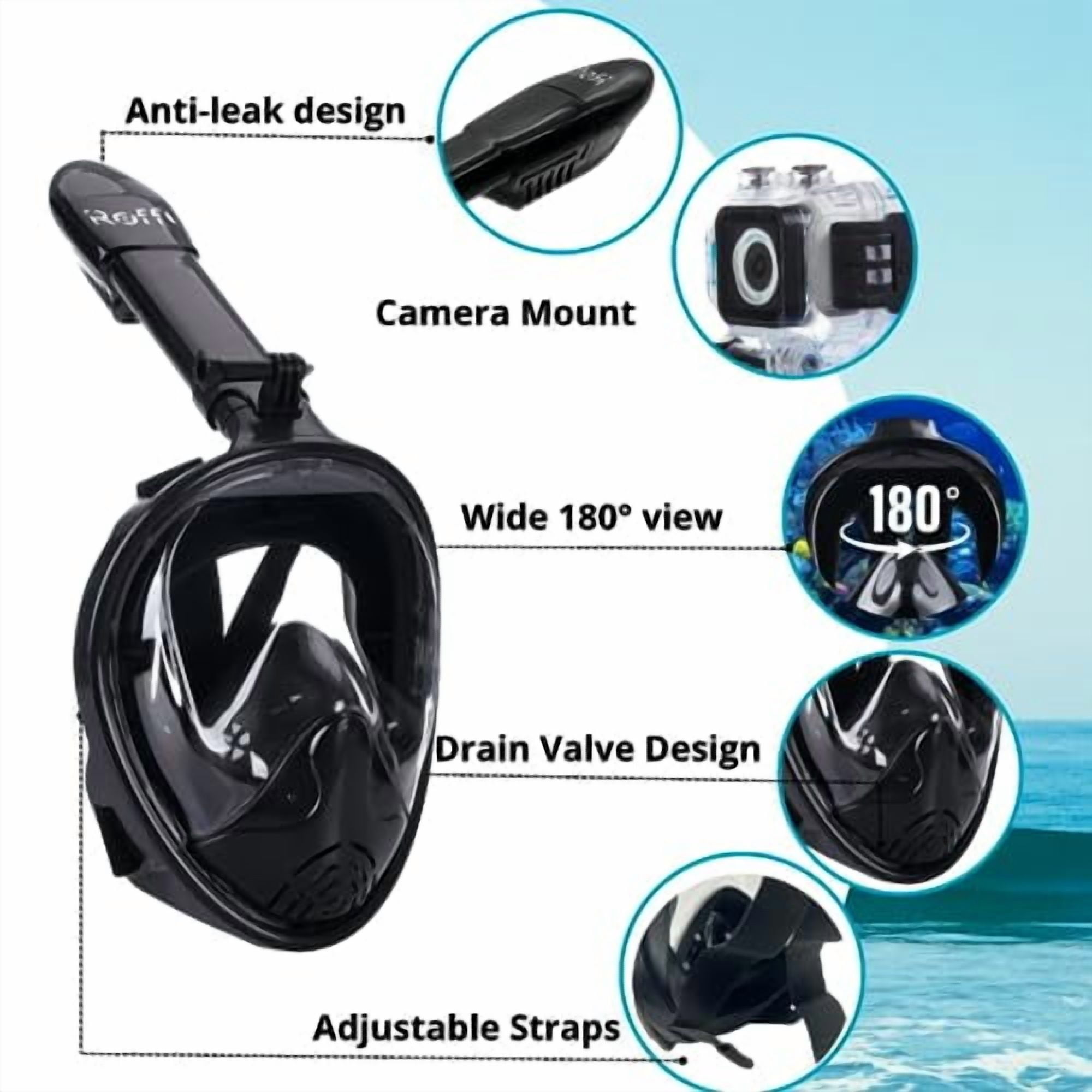Full Face Snorkel Mask, Latest Dry Top System, Foldable 180° Panoramic ...