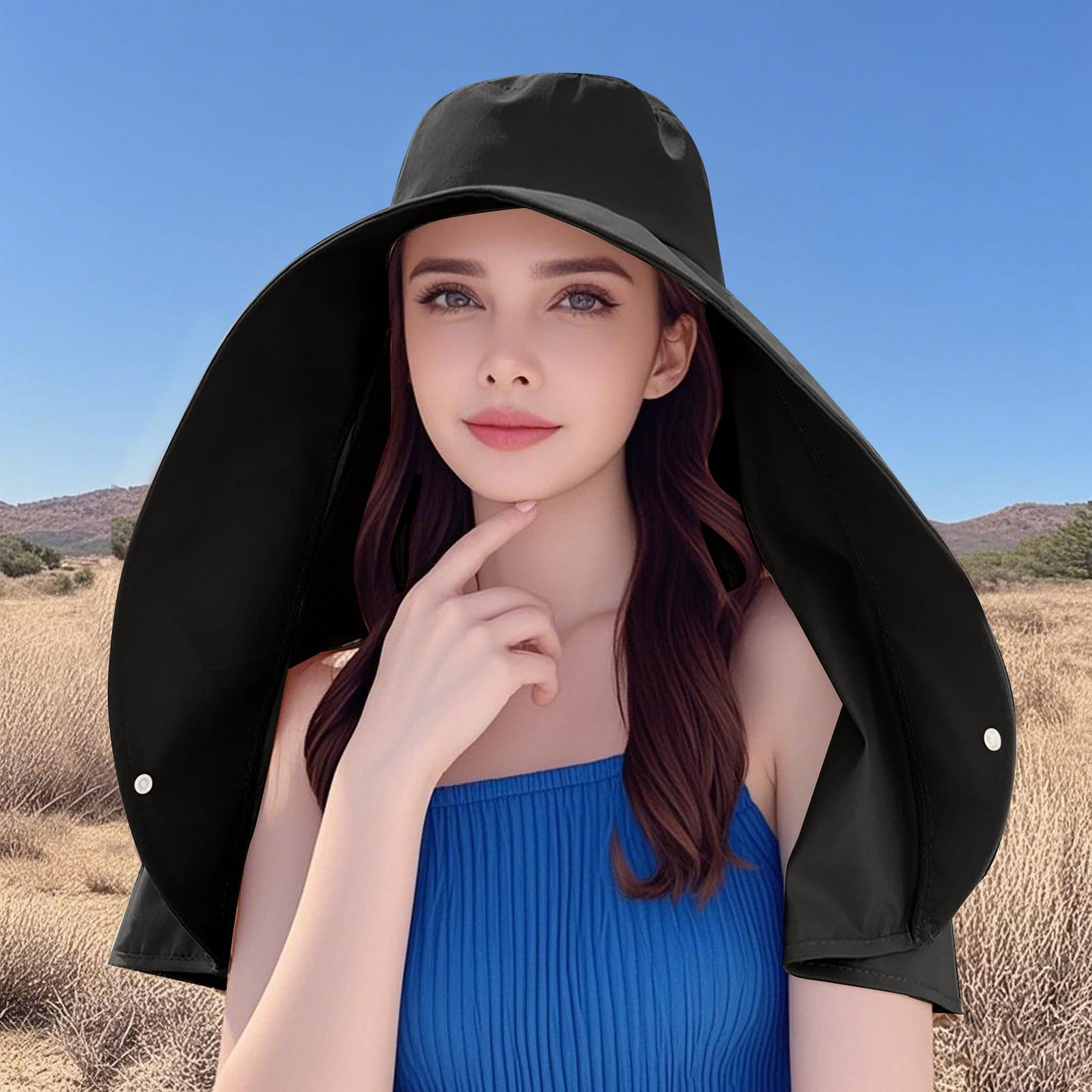 Full Face Sun Outdoor Hat for Women - Versatile Oversized Shawl ...