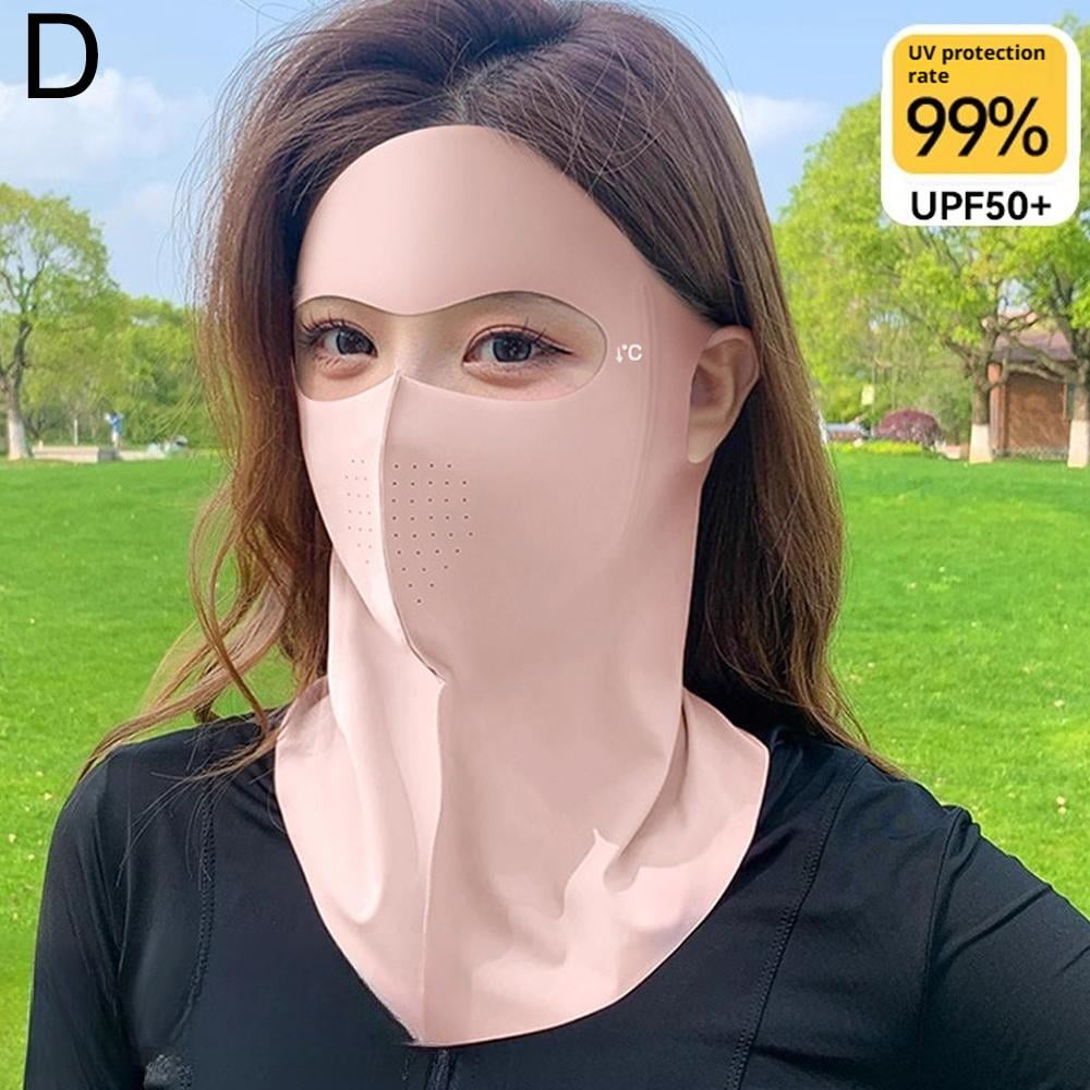 Full Face Sun Protection Mask UV Facekini with Cover Ice Silk Riding ...