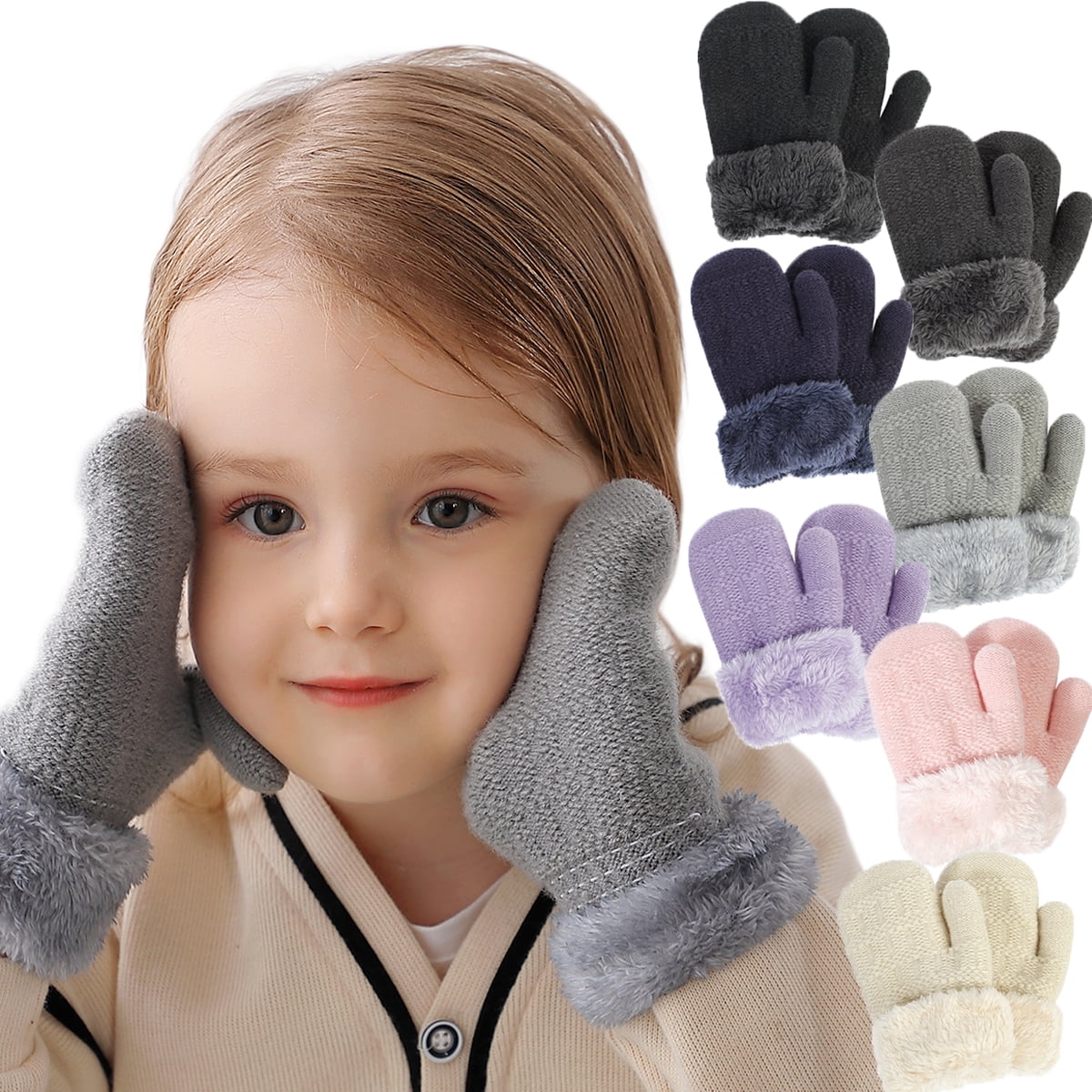 Full Finger Gloves Fluffy Plush Winter Warm Mittens Hand Warmer for for ...