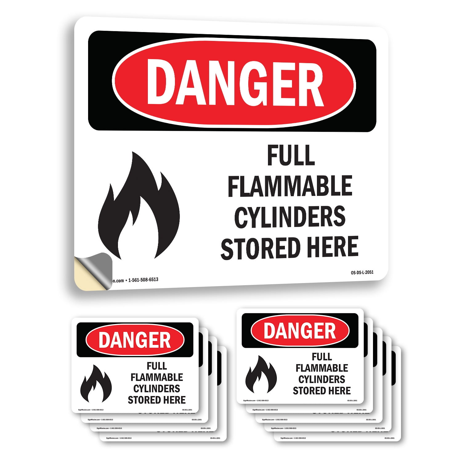 Full Flammable Cylinders Stored Here OSHA Danger Vinyl Decal Label 18 ...