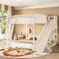 Full Over Full Bunk Bed Frame with upholstered headboard and storage ...