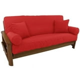 Full Futon Cover Set with Two 18 in. Pillows & Two Bolsters, Red - Set ...