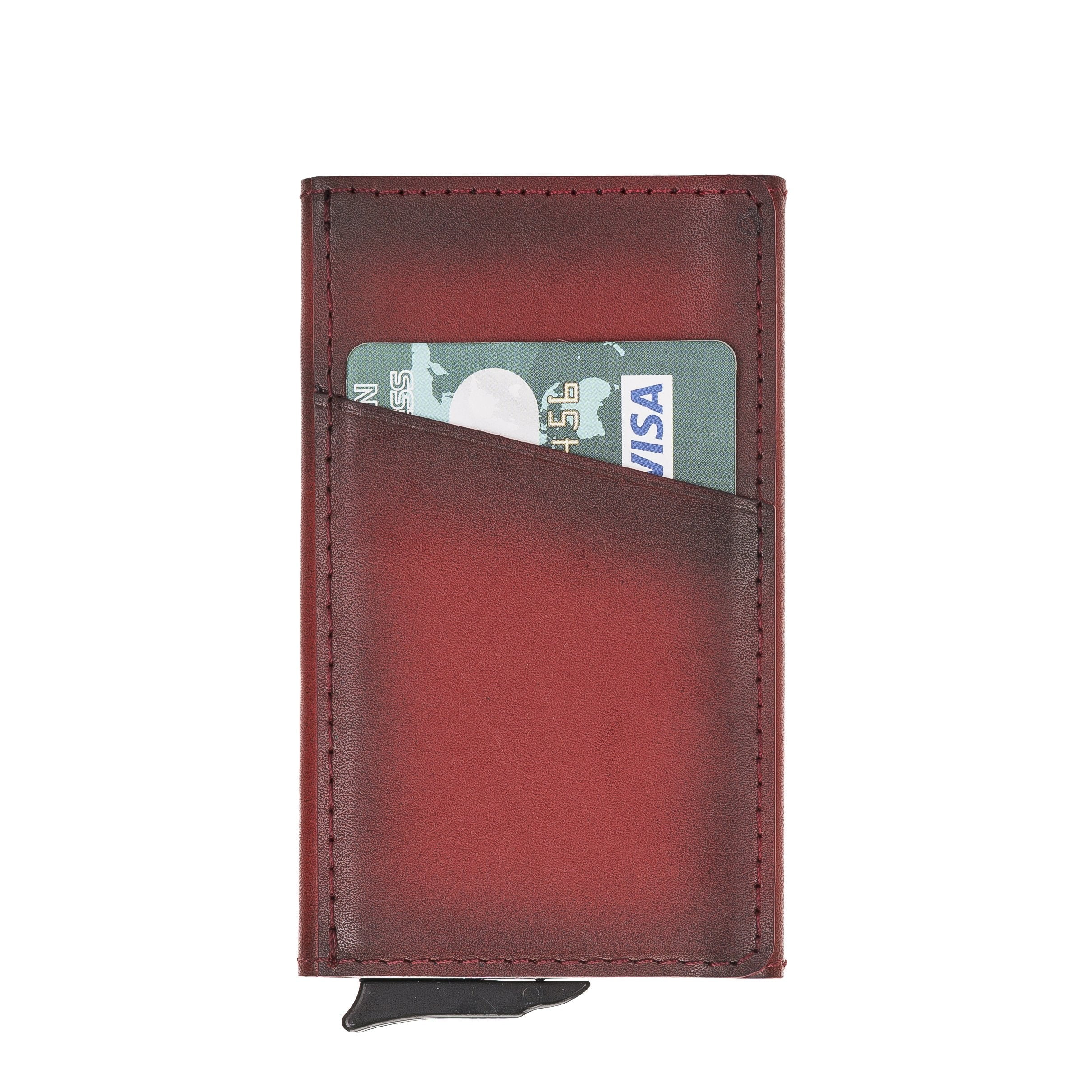 Full Grain Leather Mechanical Pop Up Card Holder With RFID - Walmart.com