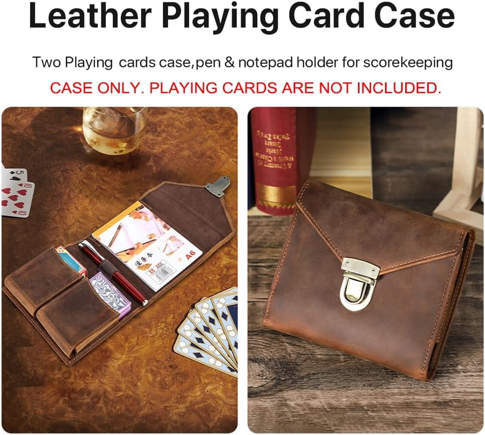 Full Grain Leather Playing Card Case for 2 Decks, Handmade Leather ...