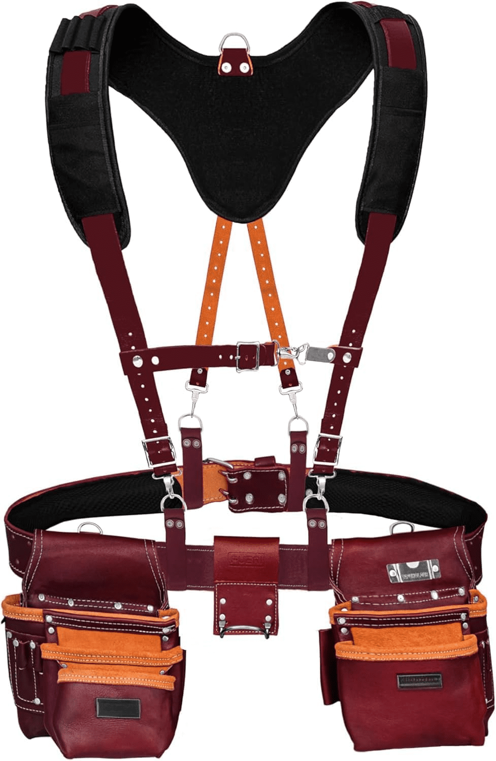 Full Grain Leather Tool Belts for Men with Suspender, Heavy-Duty ...